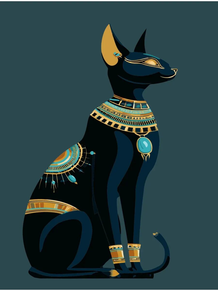 Картина по номерам 30x40 см кошка египетская