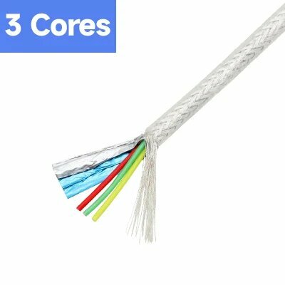 Серебристый экранированный провод Hi-Fi 2/3/4/6 жил 0.15/0.2/0.35/0.5 мм² Square 0.2mm, 3 Cores, 1 Meter