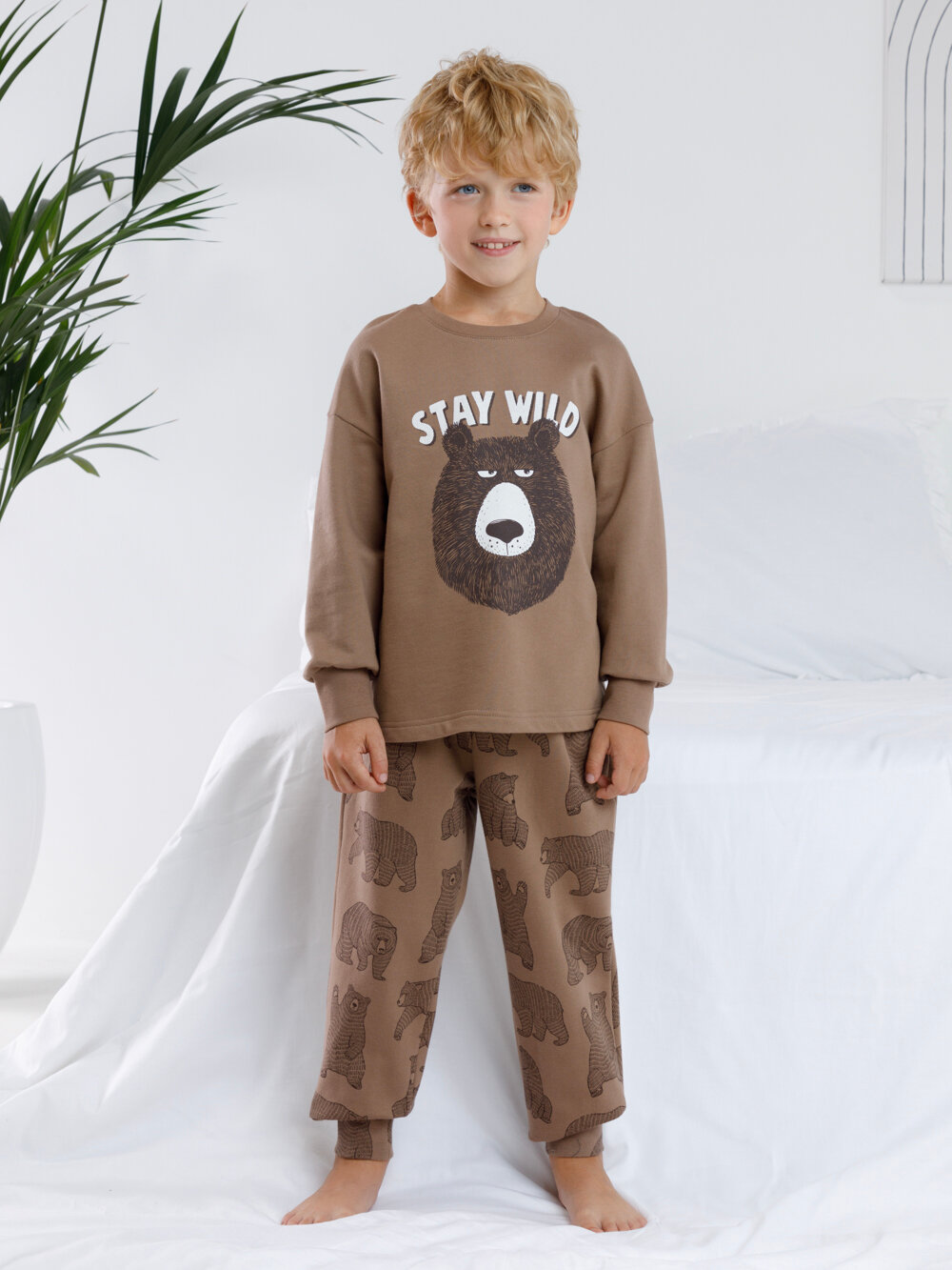 Пижама К 1567/сосновая кора,бурый мишка