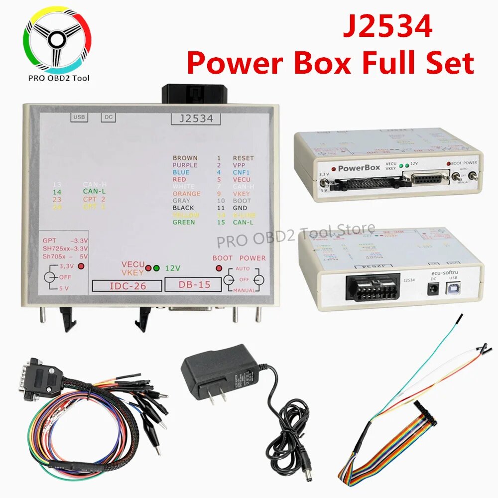 Качество JTAG PowerBox работает Openport J2534 JTAG Разъемы для блока питания Полные адаптеры работает 3 режима Зеленый светодиод