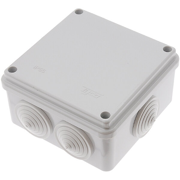 Коробка Тусо 67050 распаечная пластиковая с сальниками 100х100х50мм IP55 серая (Рувинил) (4 шт. в комплекте)