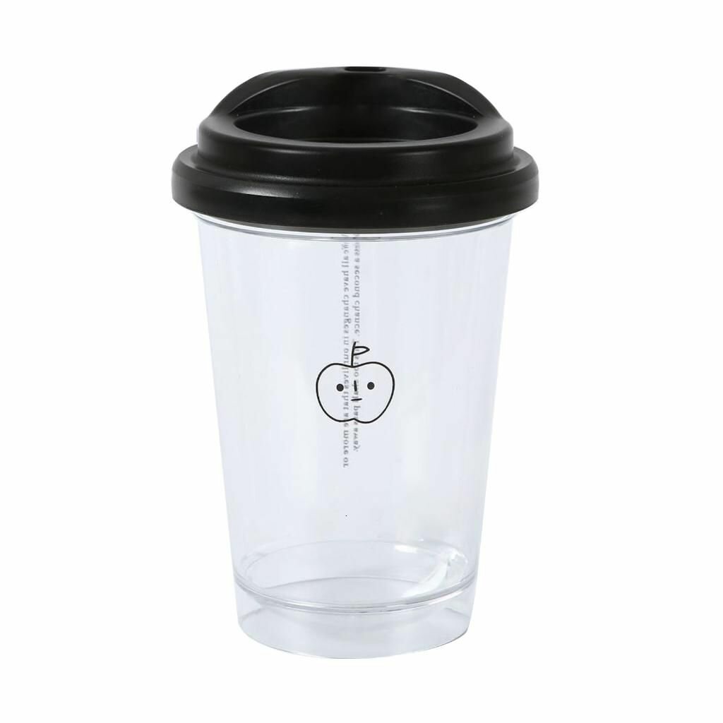 Бутылка для молока и воды 355/473 мл Прозрачная для кофе, Черный - 355ml