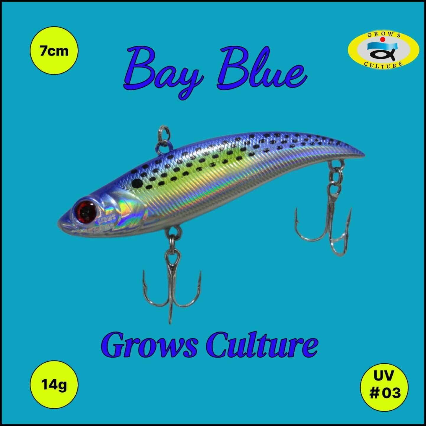 Воблер, виб, раттлин Bay Blue 7см.14гр. цвет UV03 На судака, щуку, окуня.