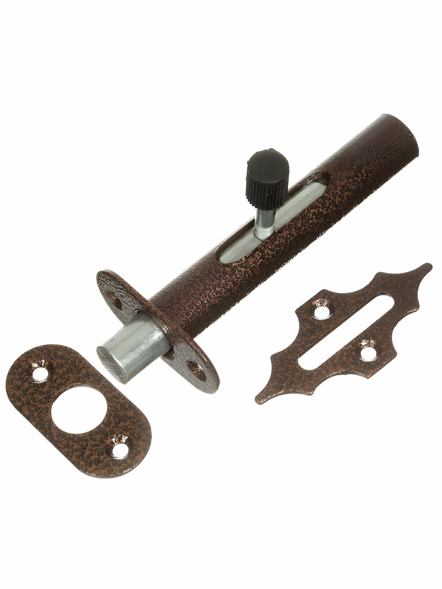 Засов врезной Делга 00007018, круглый ригель, медь, Россия, шпингалет