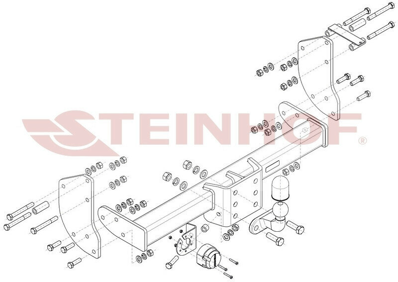 Фаркоп на Ford Transit шасси 2014- без подрезки бампера (паспорт и сертификат в комплекте)(без электрики) Steinhof. F-307