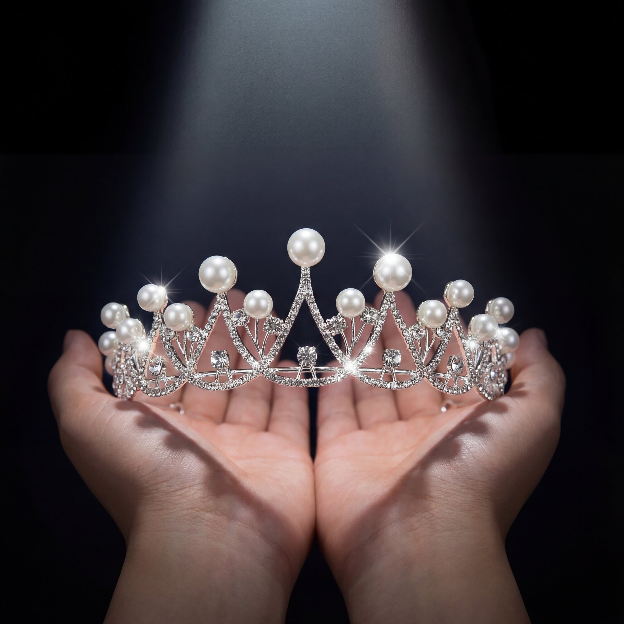 Корона диадема НаПраздник "Королева", с жемчугом, цвет серебристый