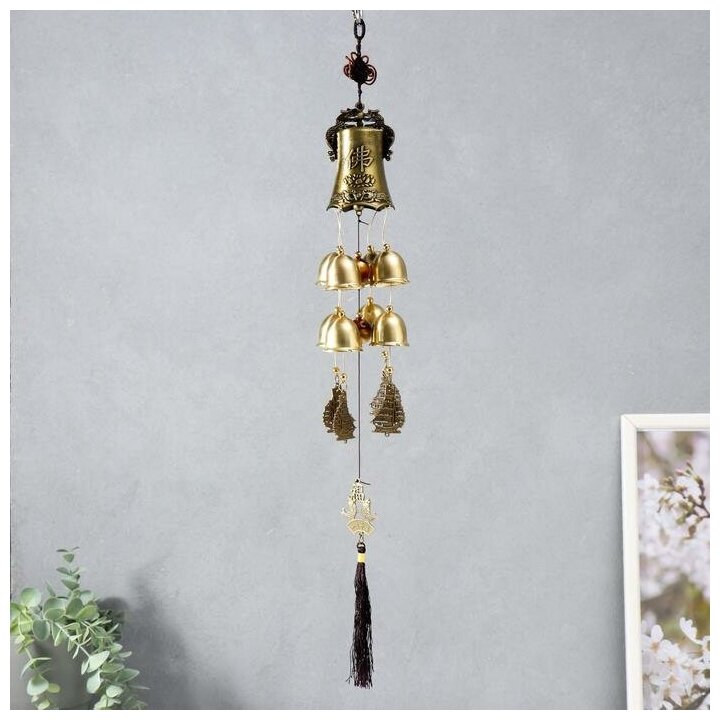 Музыка ветра «Лакшми и карпы», металл, 8 колокольчиков, 66 см