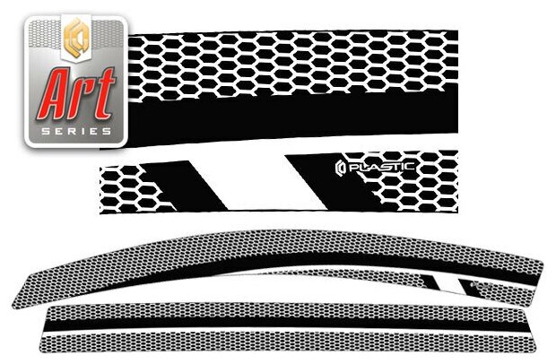 Ветровики дверей Серия "Art" серебро Toyota Ipsum Год выпуска 2001-2003