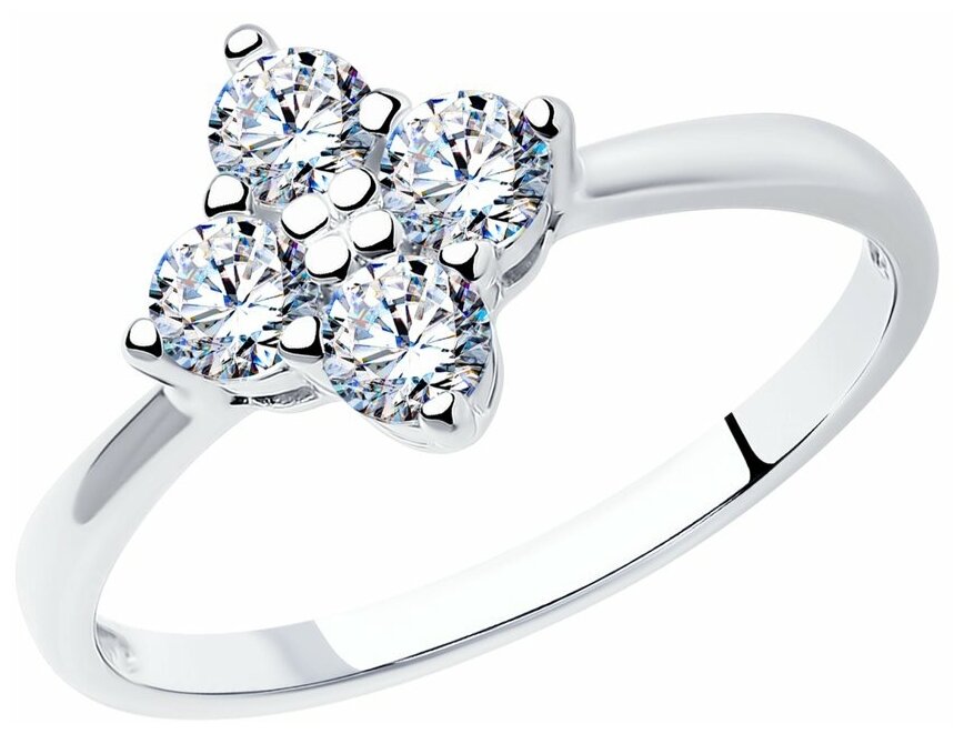 Кольцо, серебро, 925 проба, родирование, фианит