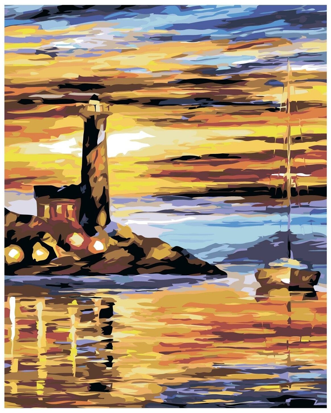 Маяк Раскраска картина по номерам на холсте