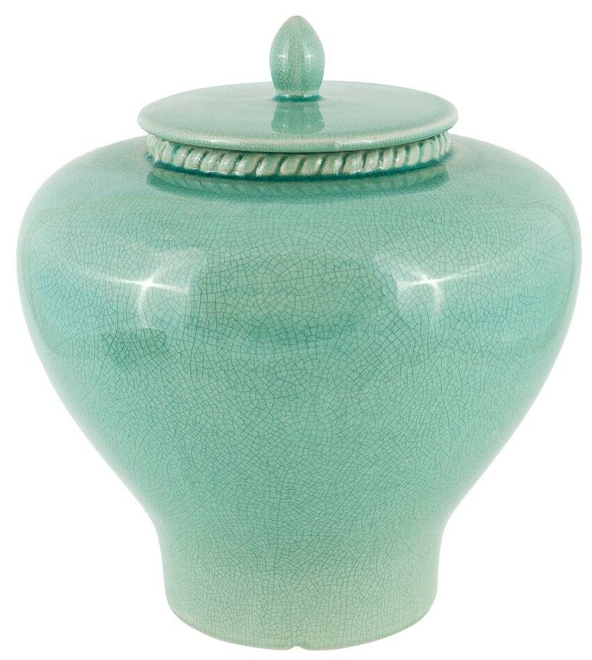 Ваза декоративная Decor of Today "Нефрит", настольная, керамика, крышка, цвет голубой