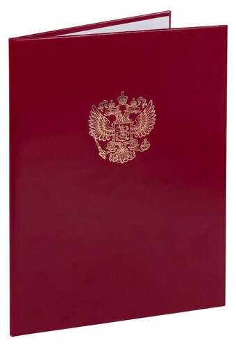 Папка адресная бумвинил с гербом России, формат А4, бордовая, индивидуальная упаковка, АП4-01011