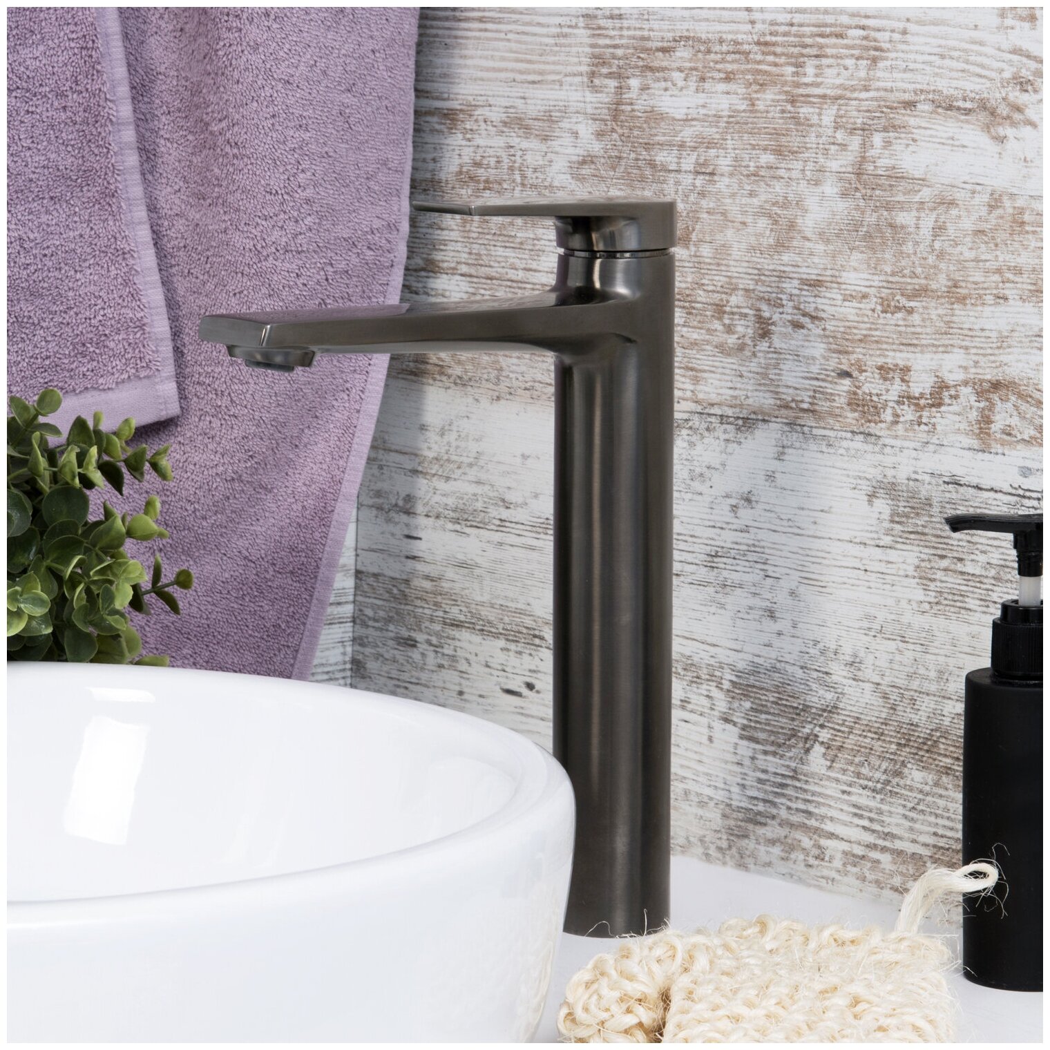 Смеситель для накладной раковины 8403H WasserKRAFT, оружейная сталь