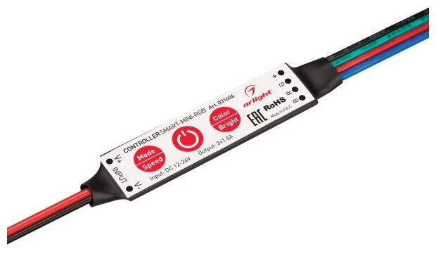 Контроллер SMART-MINI-RGB (12-24V, 3x1.5A) (Arlight, IP20 Пластик, 5 лет)