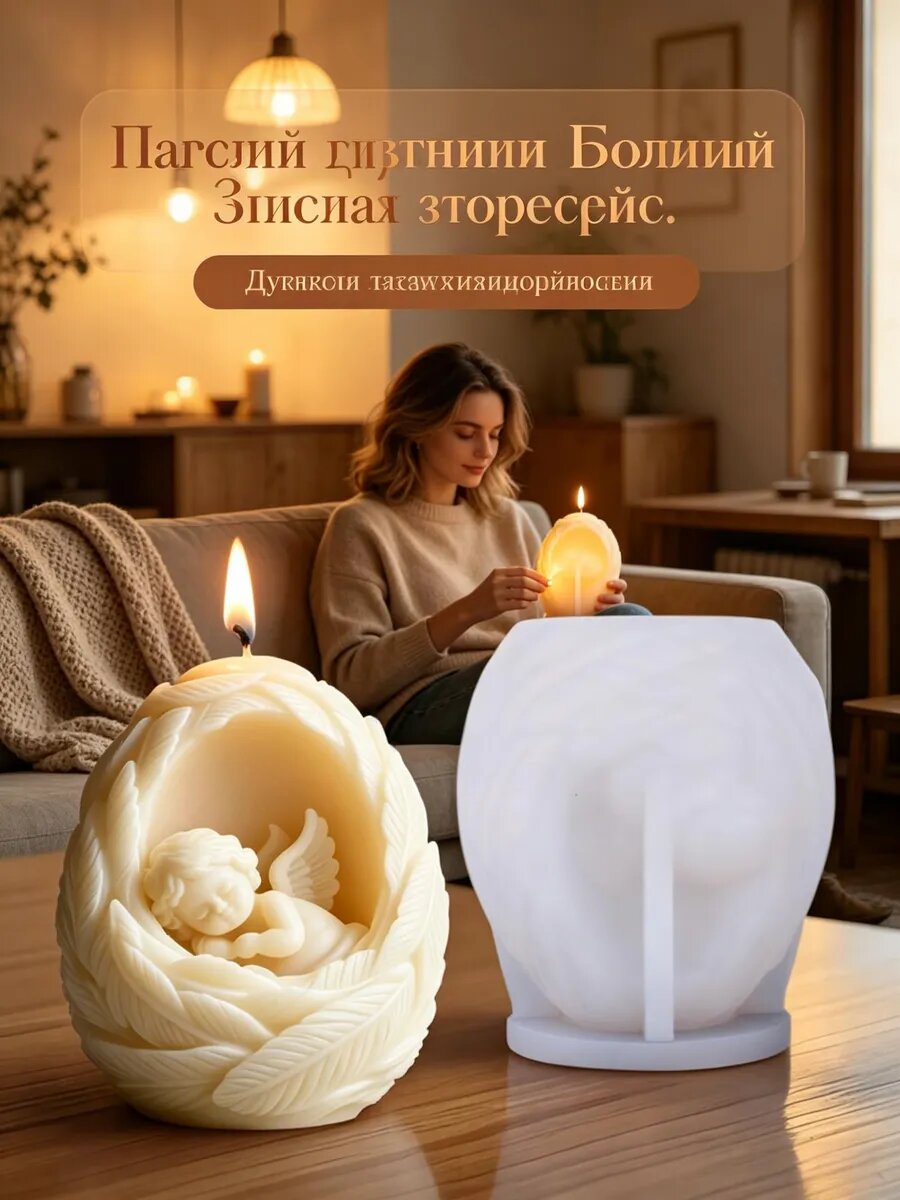 Силиконовая форма для свечи Куколка-ангел с крыльями