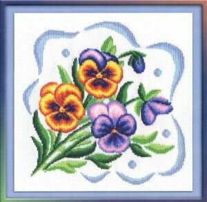 Набор для вышивания крестом и бисером "Не забывай меня" Ц-875, 28х28 см, Panna