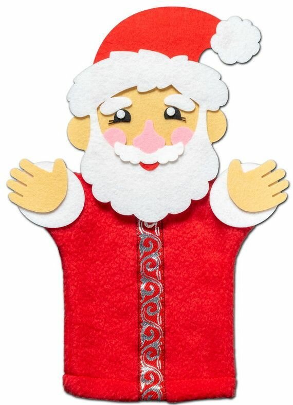 Кукла-рукавичка на руку Smile Decor "Дед Мороз" для кукольного тетра из флиса, мягкая игрушка-перчатка, перчаточная кукла бибабо