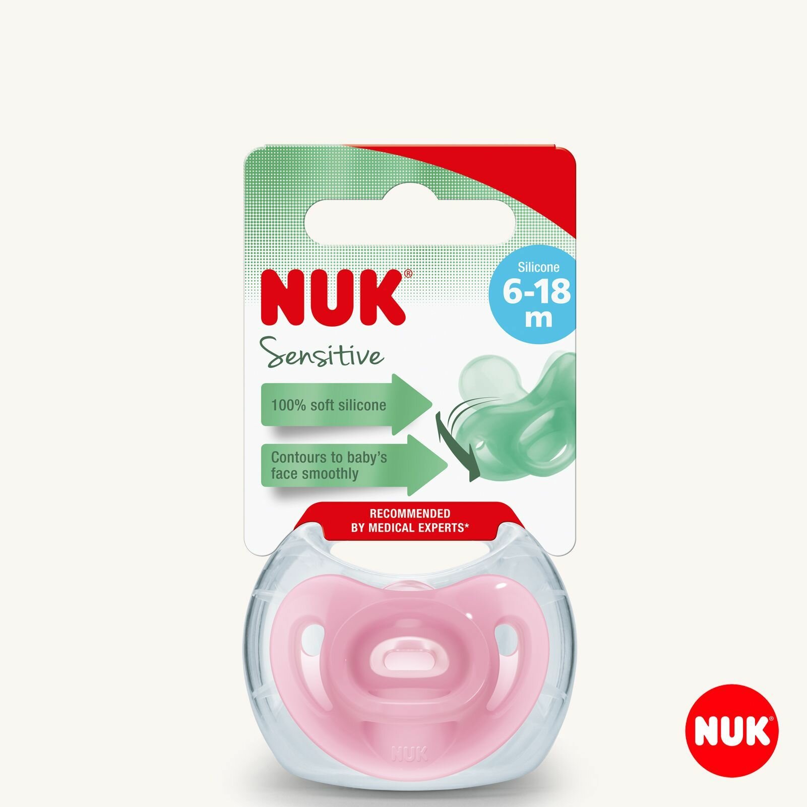 NUK SENSITIVE ортодонтическая соска пустышка из силикона для детей 6-18 месяцев, 1 шт.