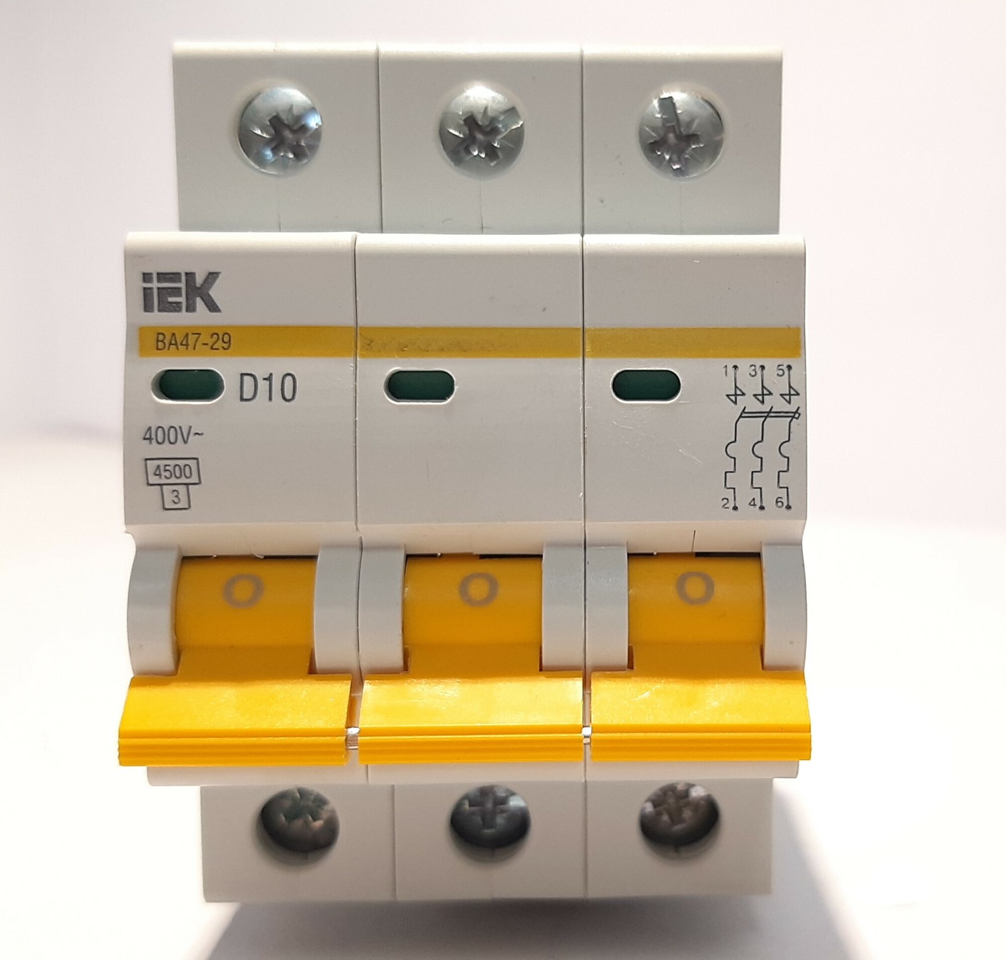 Выключатель автоматический трехполюсный 10А D ВА47-29 4.5кА