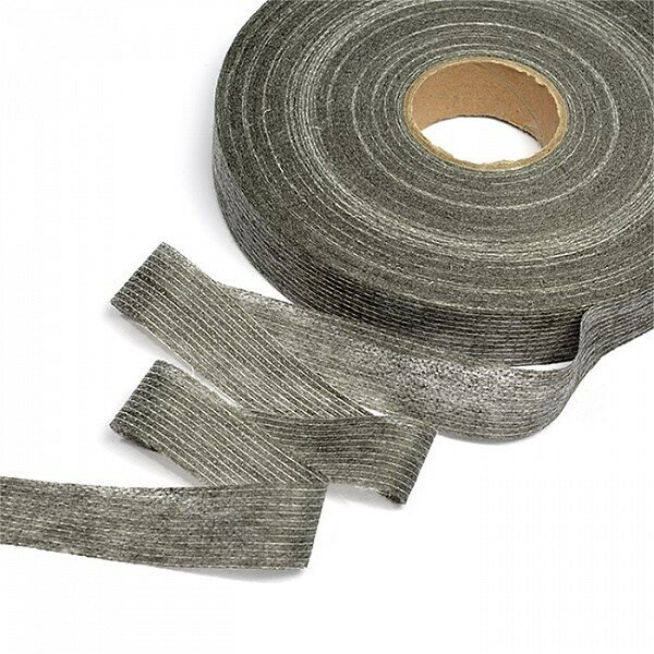 Лента клеевая нитепрошивная по долевой 20мм (лента для укрепления швов) цв. серый (100 метров)