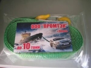 Трос буксировочный Промтэк с крюками 10 т 5 м
