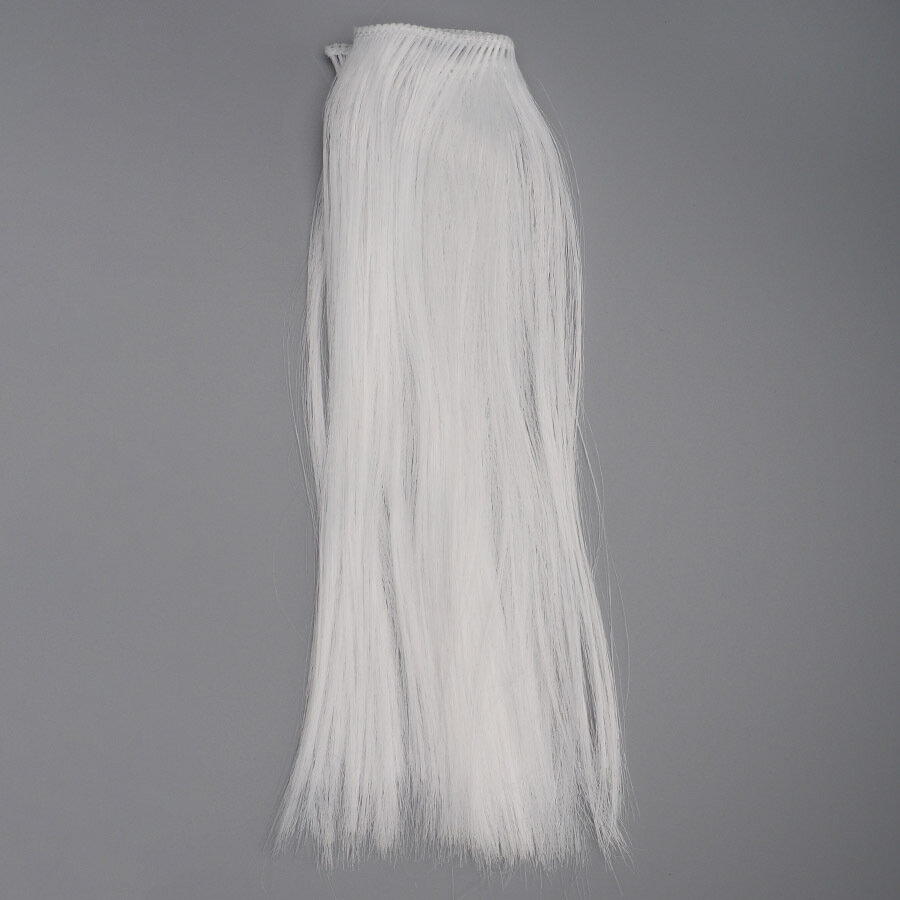 Волосы - трессы для кукол прямые длина 25 см, ширина 47 см / белый Р68 / 1 шт.