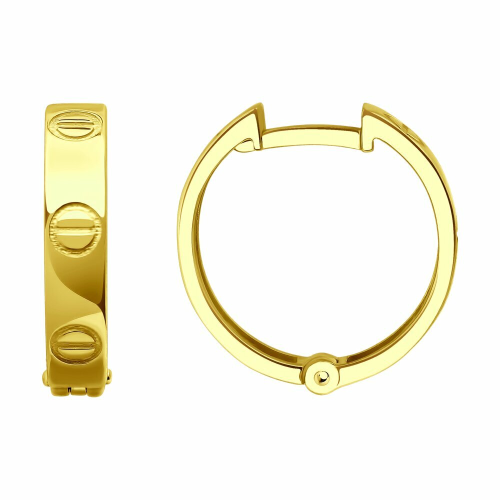 Серьги конго, желтое золото, 585 проба, родирование