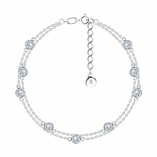 Браслет, серебро, 925 проба, фианит