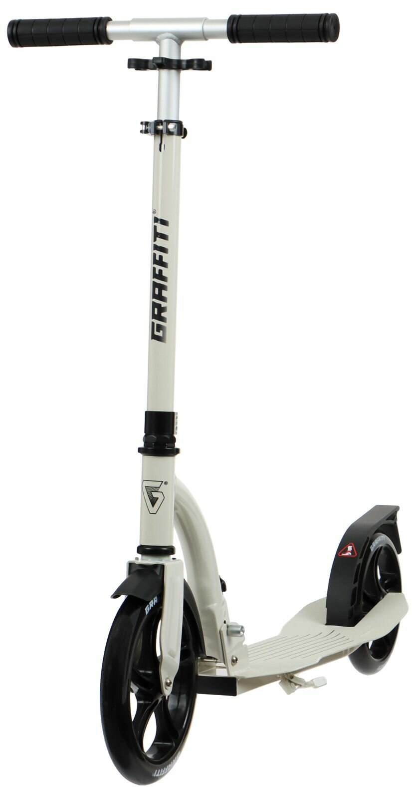 Самокат городской двухколесный GRAFFITI Cruiser 230 для детей и подростков, складной с ножным тормозом, колёса PU 230/200 мм, ABEC 9 Carbon, цвет белый