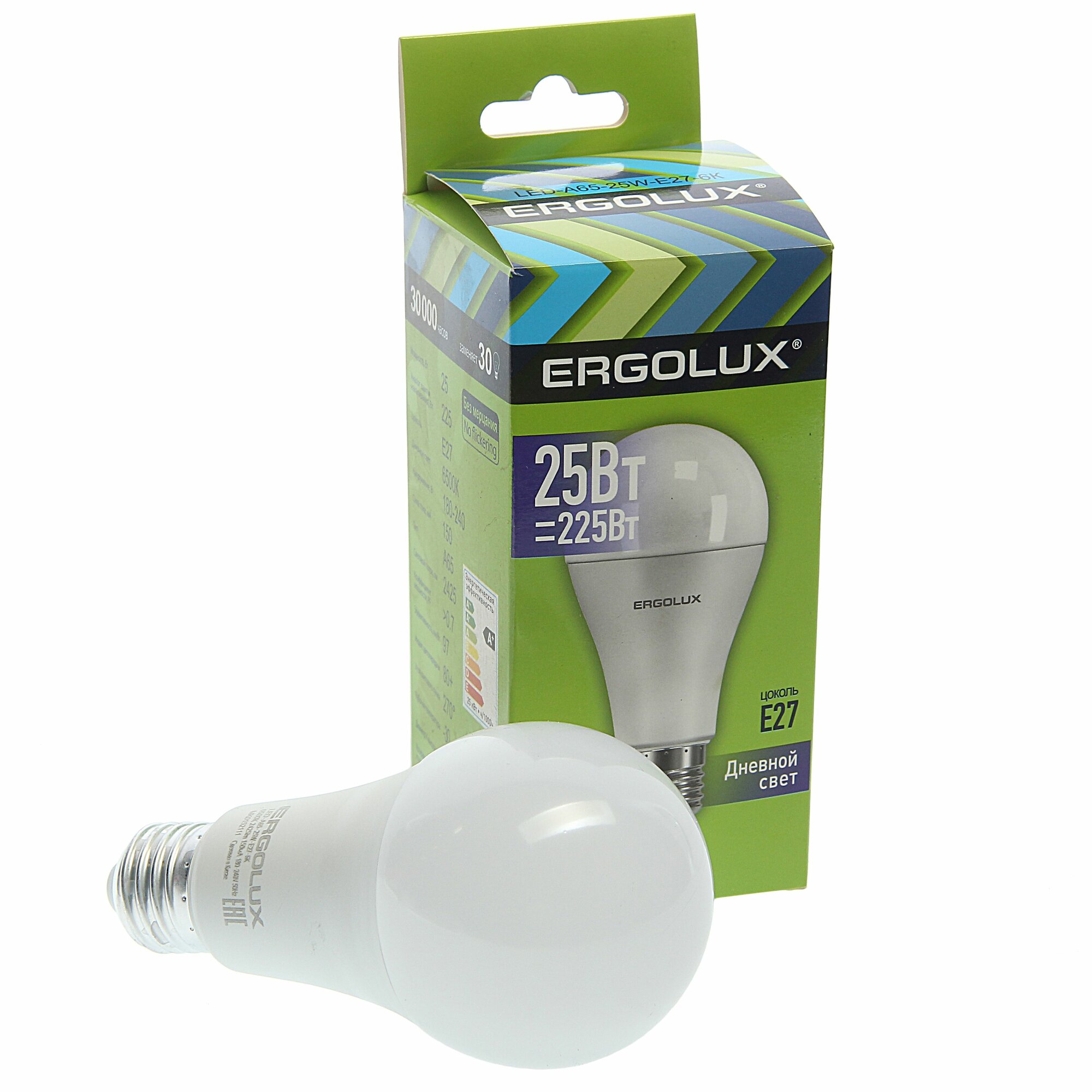 Лампа светодиодная E27 A65 25W дневной свет ERGOLUX