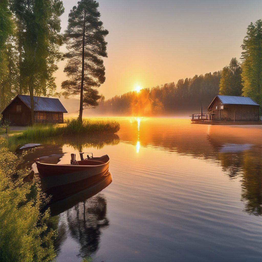 Картина по номерам масляными красками на подрамнике и подложке. Лодка.