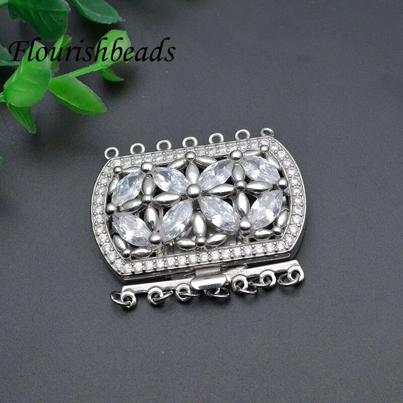 Прямоугольные коробчатые застежки Flourishbeads для ожерелий 3 шт. Rhodium Color