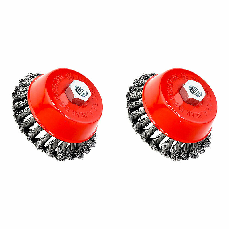 Корщетка для УШМ витая жесткая чашеобразная d125 мм М14 сталь (2 шт.)