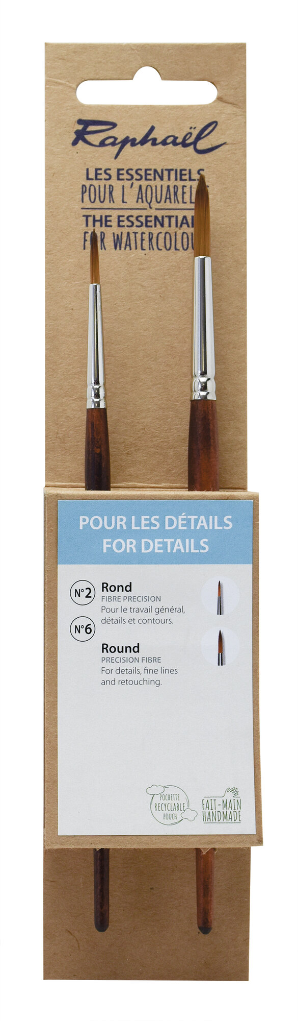 Набор кистей синтетика имит. соболя круглые PRECISION №2, №6 ручка короткая