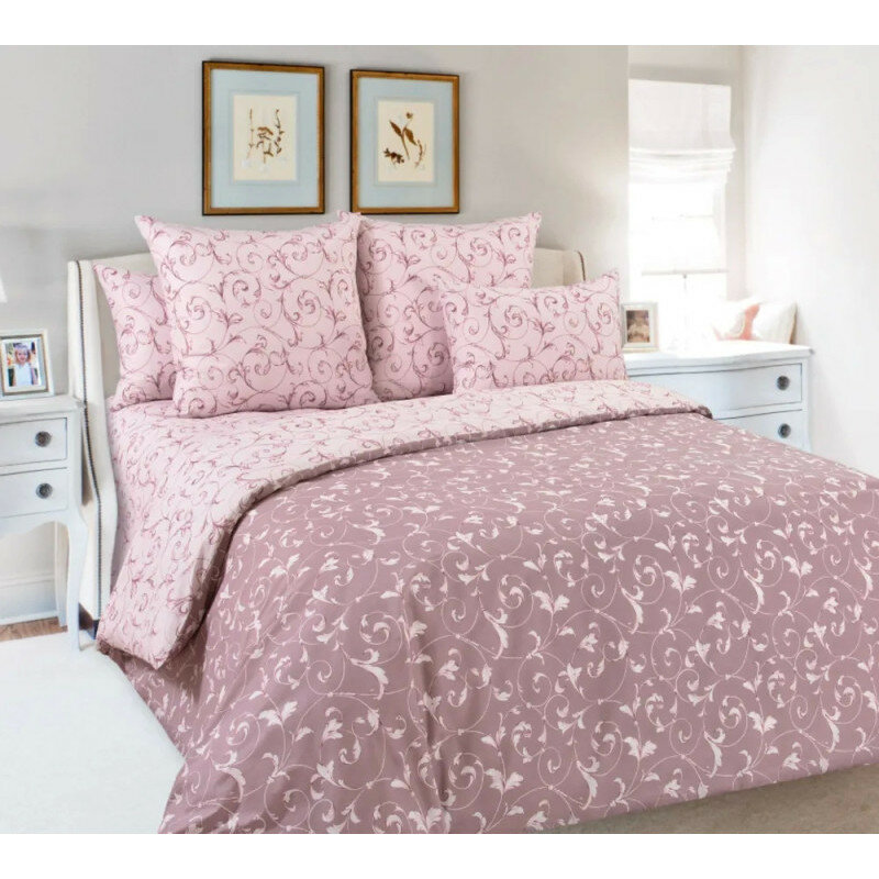 Постельное белье 2 сп/европр. перкаль Габриэль коричневый 3250ПН