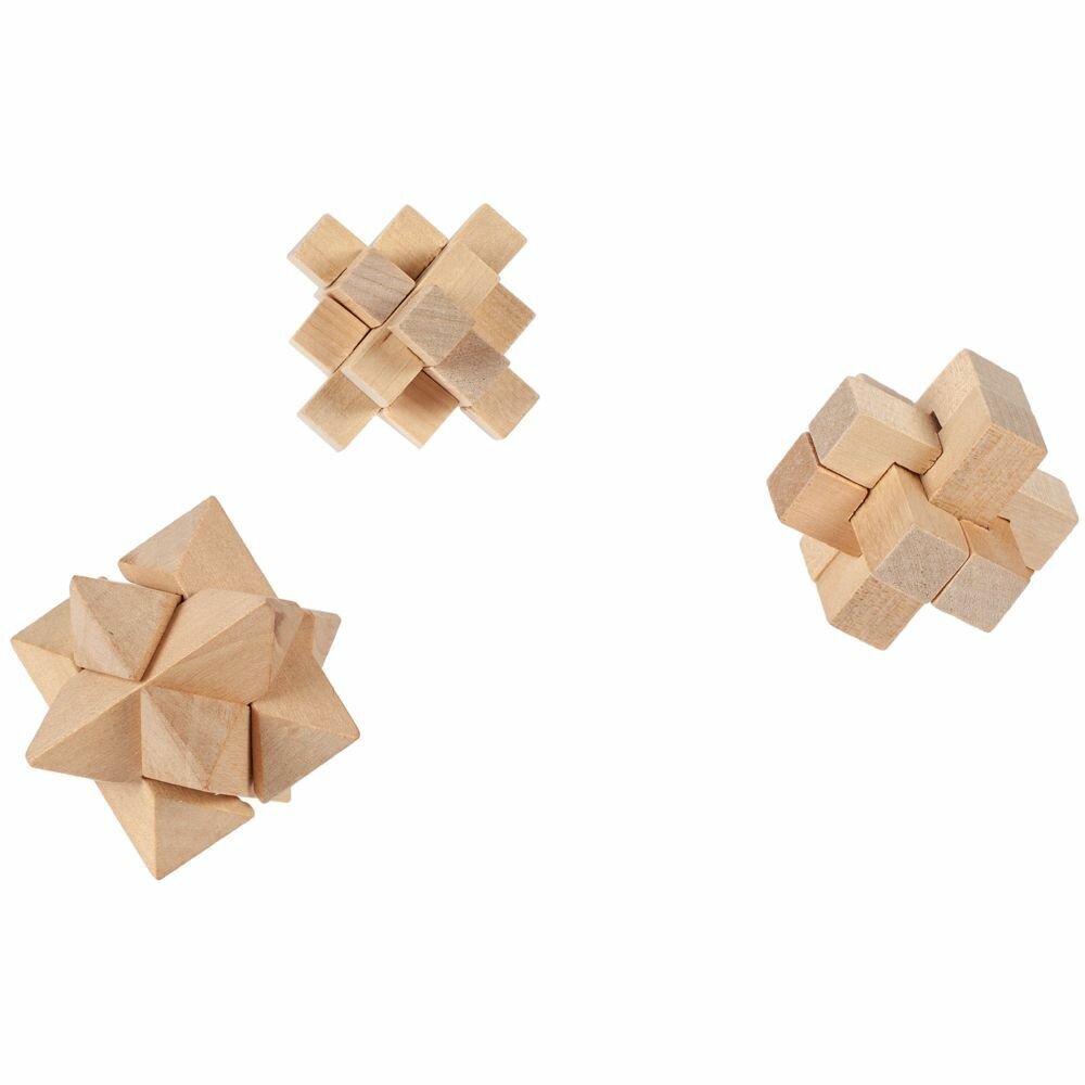 Подарочный набор из трех головоломок Arcade, в мешочке, головоломка: 4,5х4,5х4,5 см; мешочек: 15х19 см