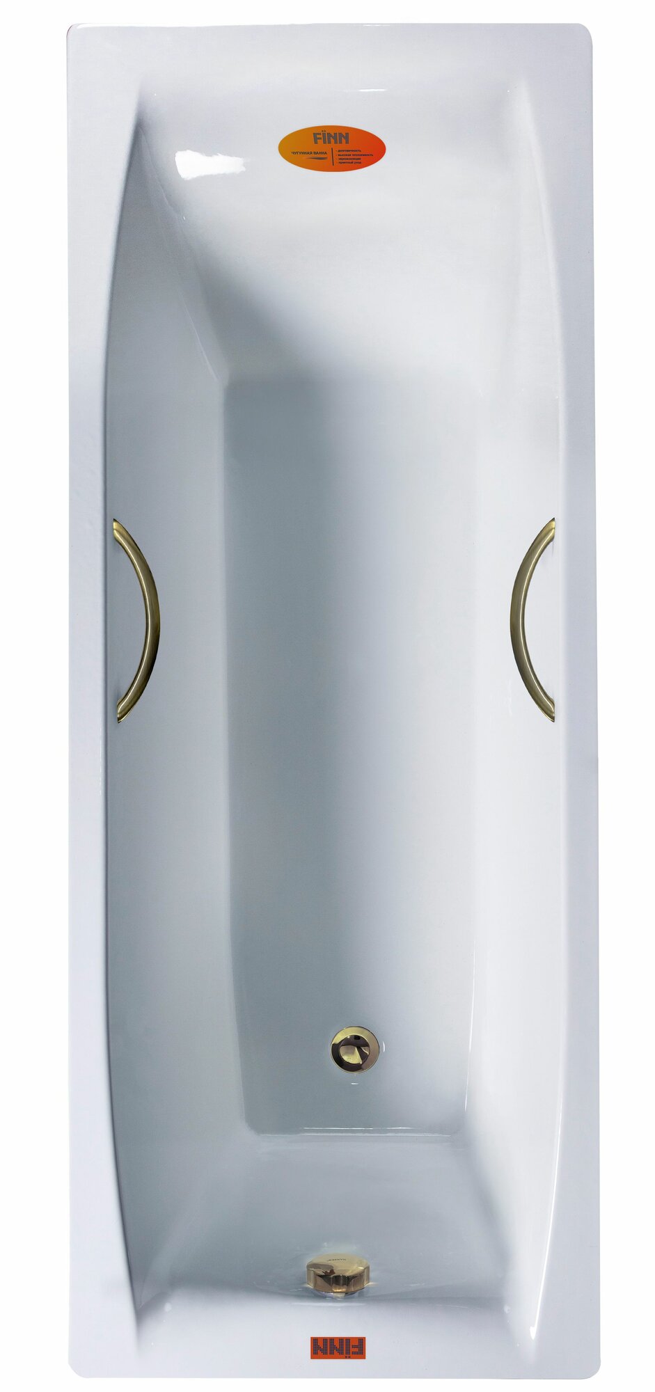 Чугунная ванна Finn Kvadro Deep 150x70x44 с дугообразными бронзовыми ручками