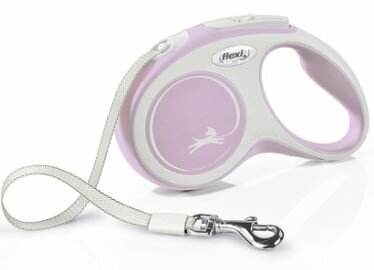 Flexi Рулетка-ремень Flexi для собак до 15кг, 5м, розовая (New Comfort S Tape 5m rose)
