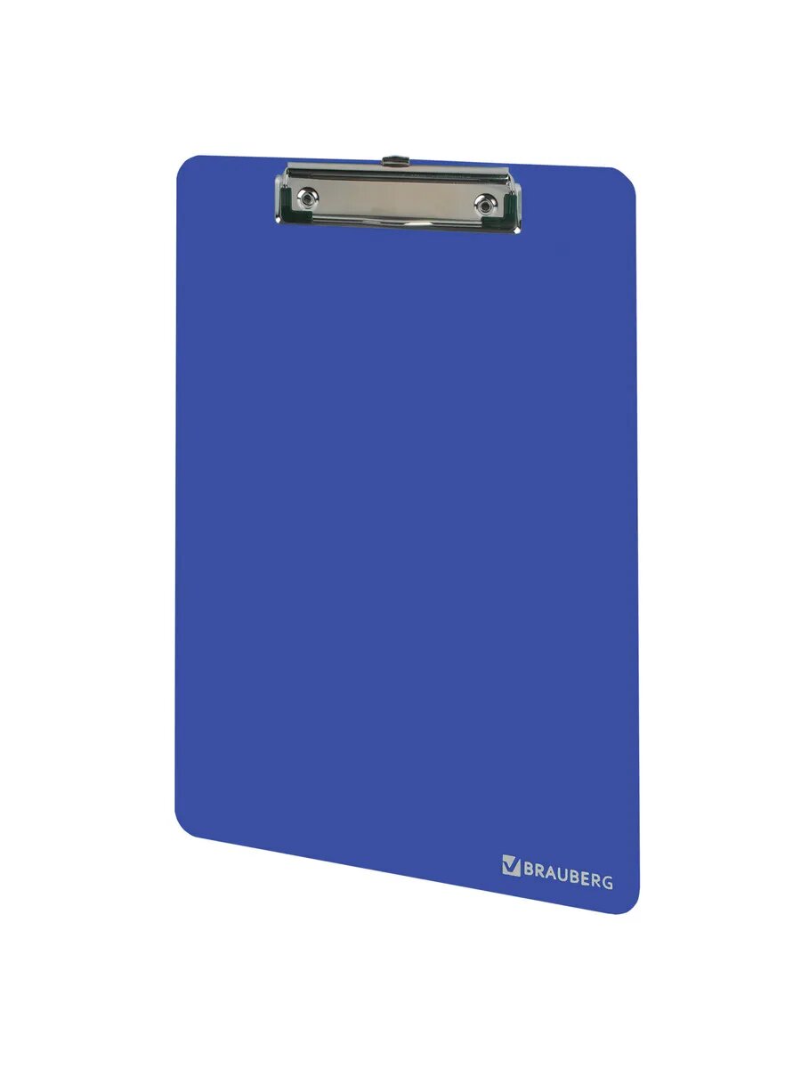 Доска-планшет BRAUBERG Solid А4 315х225 мм синий пластик 2мм прижим с выдвижным подвесом фиксирует 90 листов без крышки