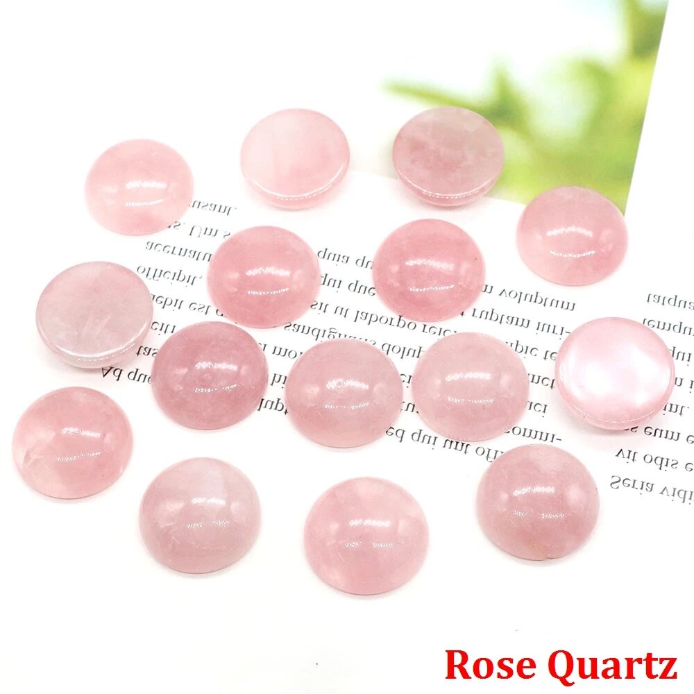 Кабошоны из хрусталя Jin Shi Yuan 5 шт, круглые, 6-25 мм Розовый, 16mm, Rose Quartz