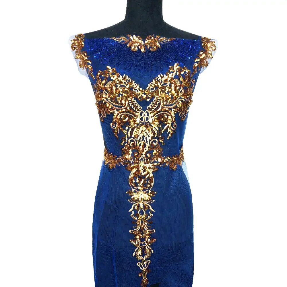 Кружевная ткань с блестками COOLAIKE для декора свадебных платьев Blue mesh