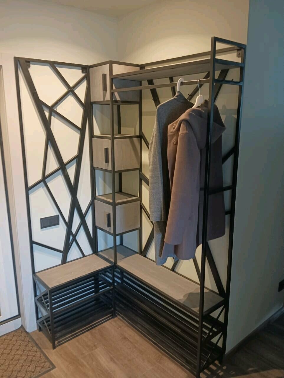 Гардеробная "EasyLOFT" в стиле лофт, вешалка, 120х30х200 см.