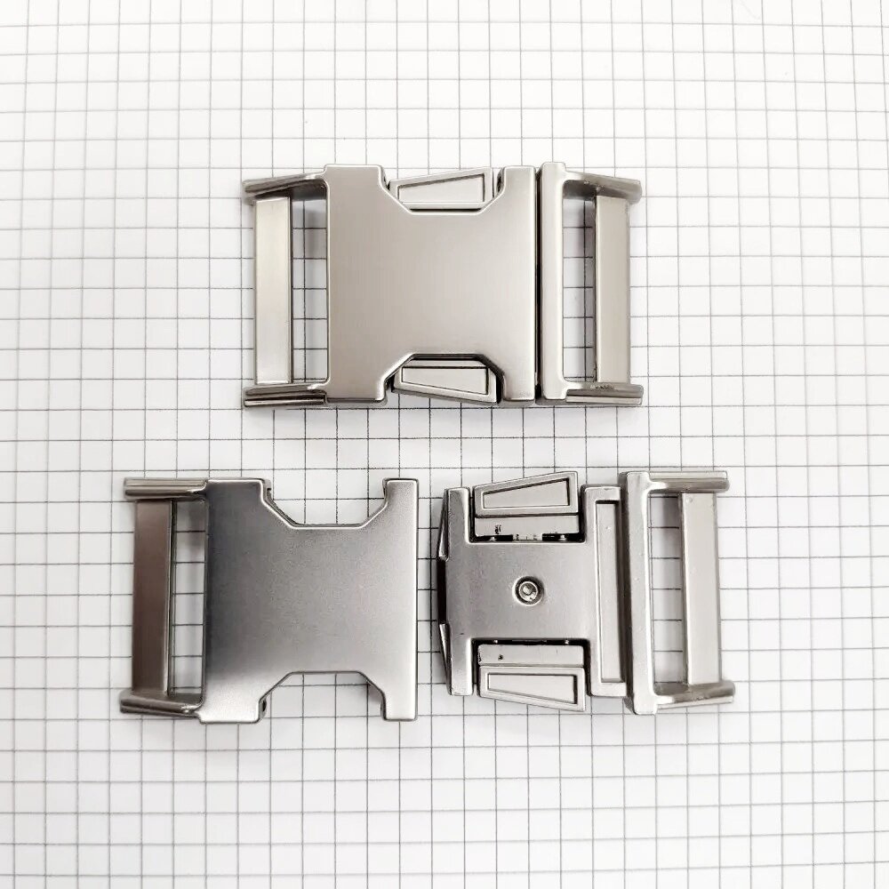 Застежка, Фастекс металлический под ленту 30 мм, 1 штука, матового серебряного цвета