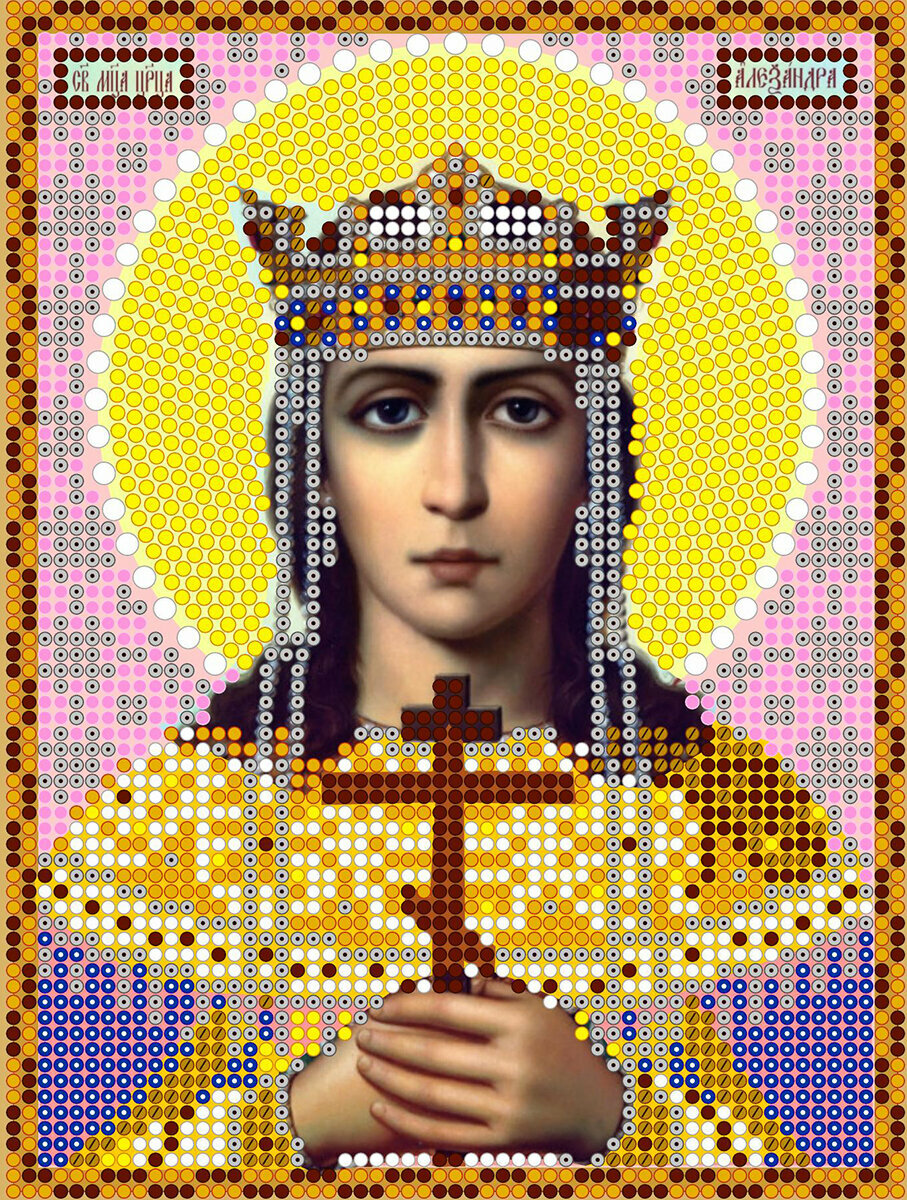 Алмазная мозаика Диамант икона Святая Александра 17*23 см, без подрамника