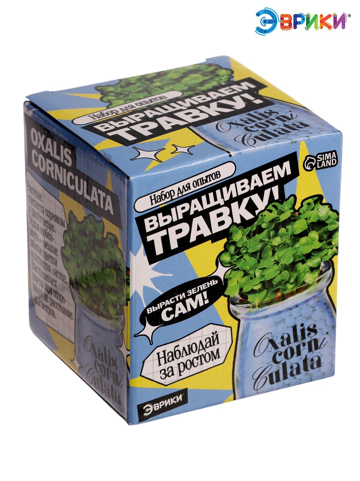 Набор для опытов "Выращиваем травку" зелень, голубой, 3+, Эврики