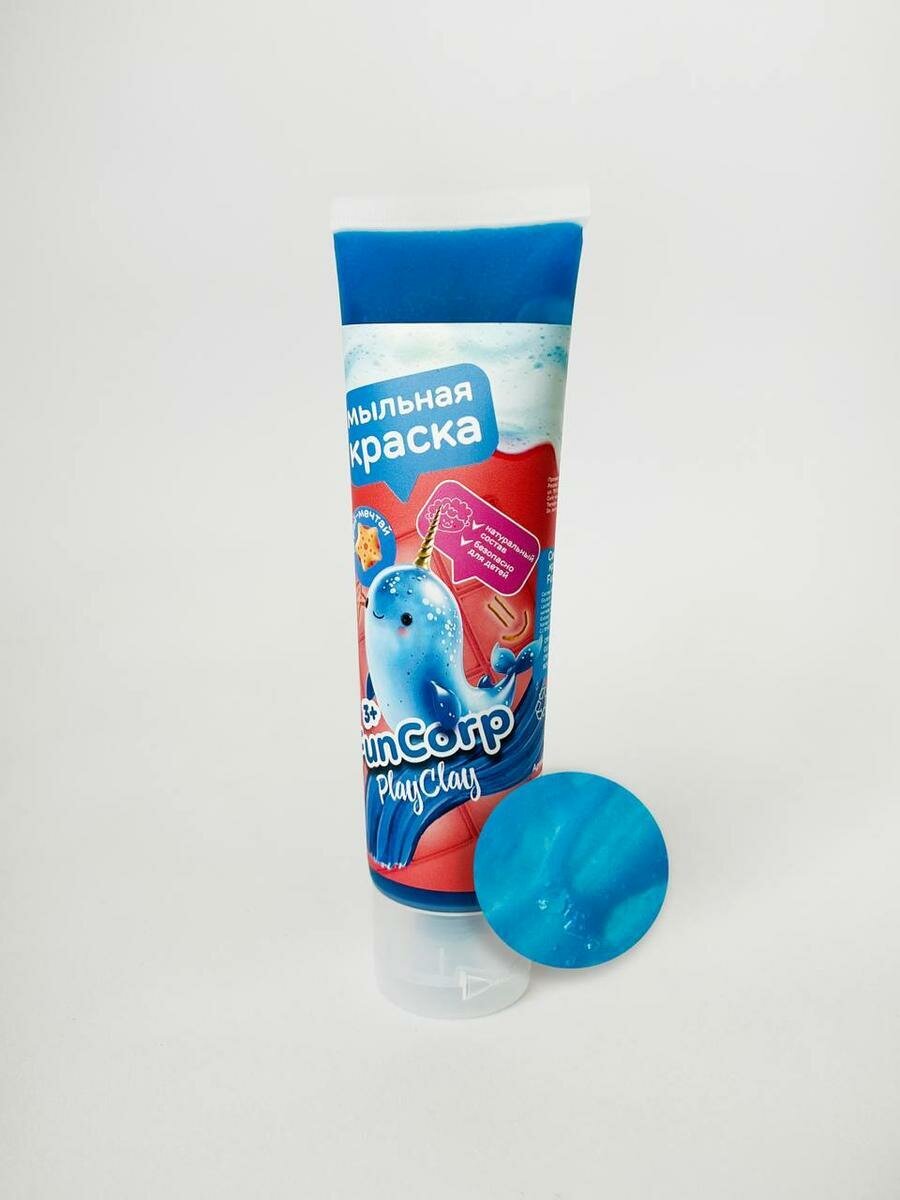 Мыльная краска 'Playclay' 90мл, синяя, для рисования на ванне