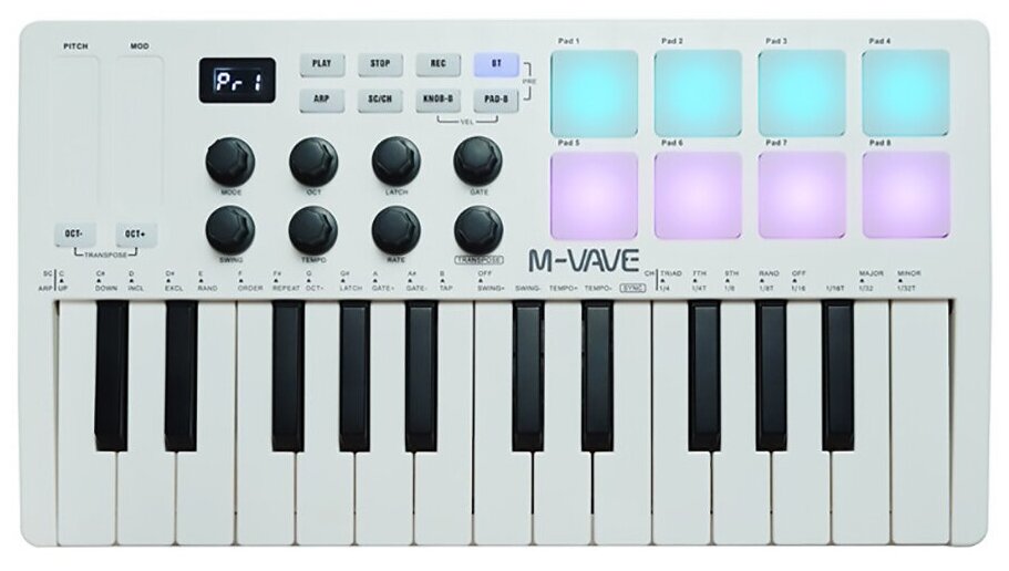 MIDI-клавиатура M-VAVE SMK-25 (25 клавиш) белая
