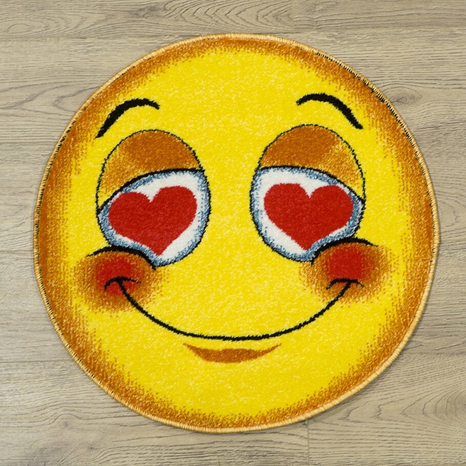 Ковер, Овал, Желтый, Красный, Белый, Оранжевый, Детский, Весёлый, на пол, в гостиную, спальню, в ассортименте (75 см. на 75 см.)