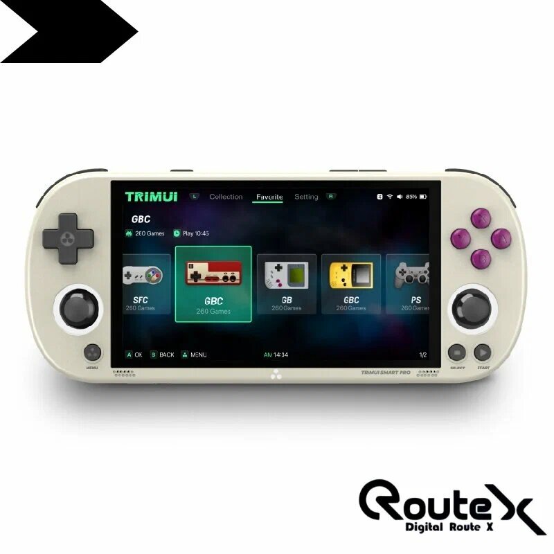 Портативная игровая консоль Trimui smart pro 64 гб, бежевый, встроенные игры, IPS экран