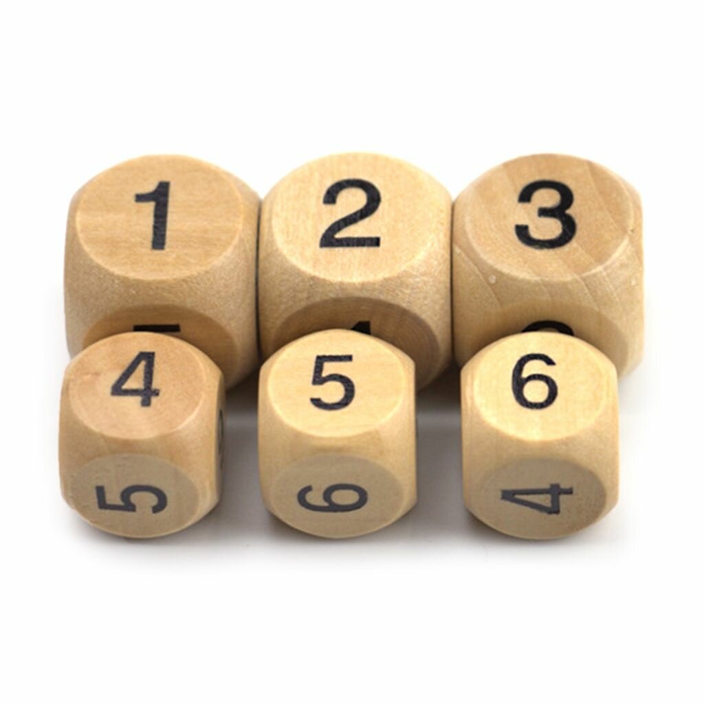 10 штук, от 1 до 6 чисел, круглые деревянные игральные кости длиной 2 см